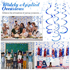 Yuxung 36 Pcs Party Hanging Swirl Decorations Plastic Streamer Swirls Party Decorations Spiral Decorations for Ceiling Birthday Wedding Baby Shower (Blue)