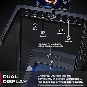 Sportstech 2 in 1 Treadmill + Walking Pad, Slim Portable Under Desk for Home & Office, Remote Control & Tablet Holder, Heart Rate LED Pulse, Fitness Live Workout App, Compact Folding, No Installation