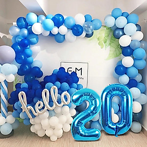 21 Balloon Number, 40 Inch Blue Foil Balloons Giant Jumbo Helium Number 21 or 12 Balloons for Boys Girls 21th 12th Birthday Decorations Anniversary Events Party Decorations (Blue)