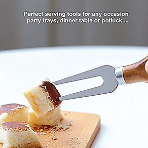 Futu Set of 4, Cheese Knives with Bamboo Wood Handle, Steel Stainless Cheese Slicer Cheese Cutter- Mini Knife, Butter Knife, Spatula & Fork