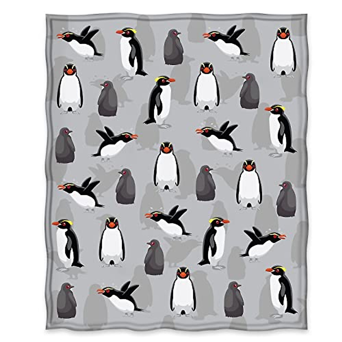Jekeno Penguin Blanket Birthday for Dad Women Kids Boys Teens Presents Home Bedroom Living Room Antarctic Animals Decor Soft Cozy Plush Throw Blankets Grey 50"x60"