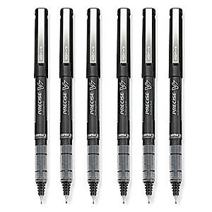 Pilot Precise V7 Stick Rolling Ball Pens Fine Point, Black Ink, 6 Pack
