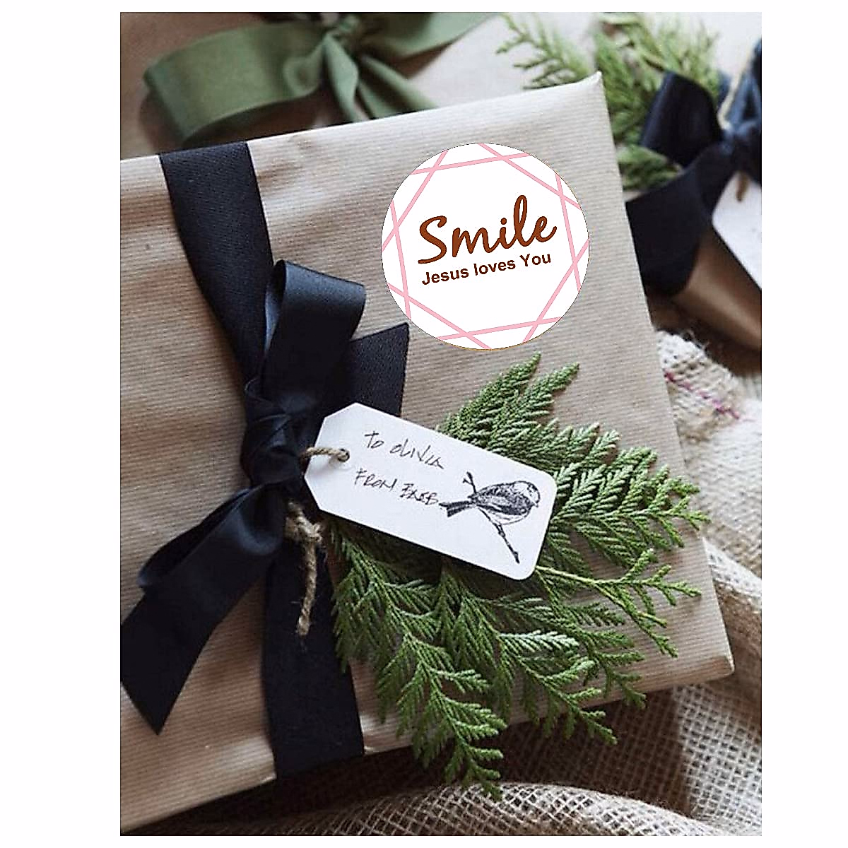 YOUOK Smile Jesus Love You Stickers Labels,1.5 INCH Mail Envelope Seals Stickers for Items Gift,Greeting Cards,Small Business,Handmade Craft Packaging.(500PCSROLL) (YOUOK0225988202147)