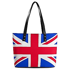 Womens Handbag Union Jack Leather Tote Bag Top Handle Satchel Bags For Lady
