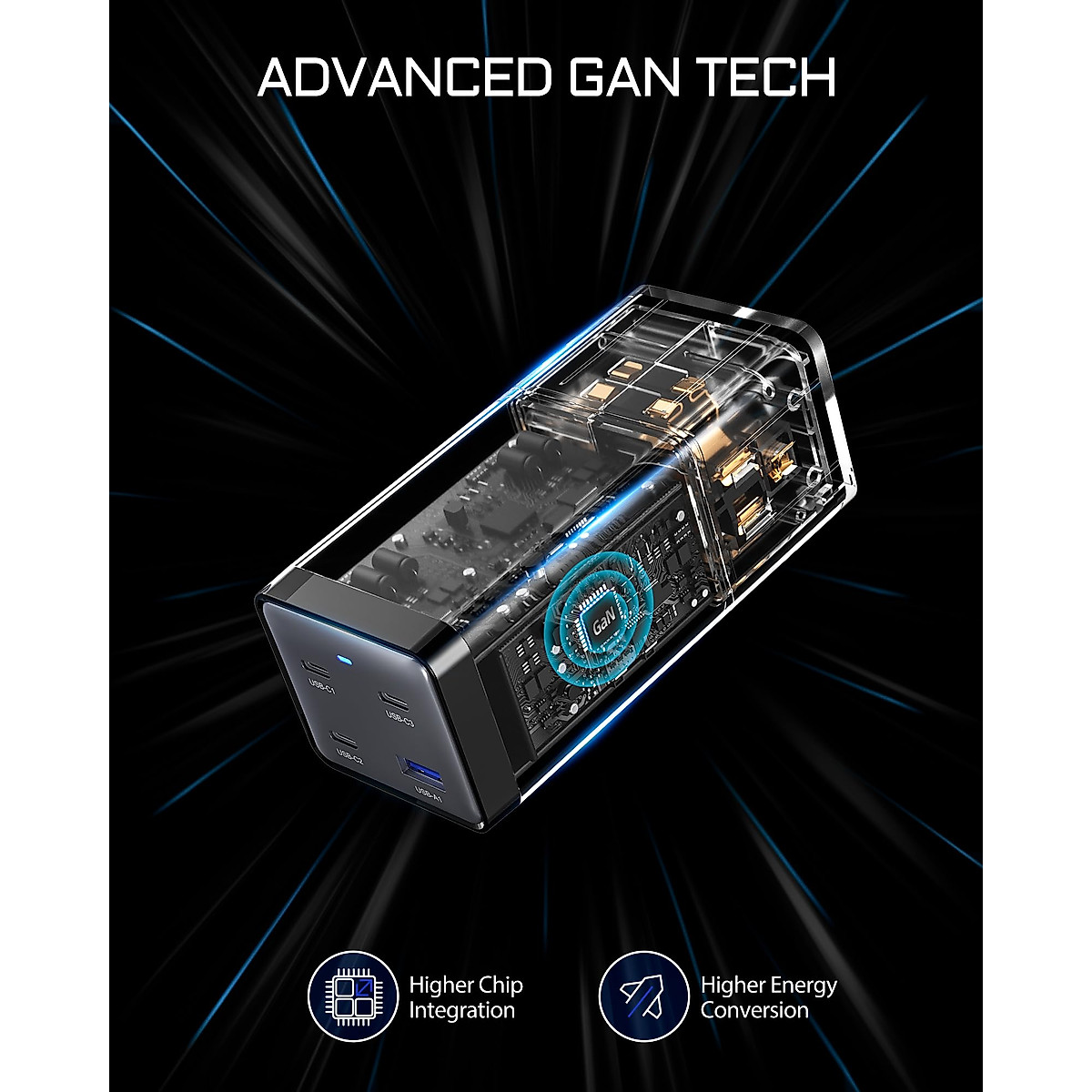 Aergiatech 140W USB C Power Strip - Fast Charger 6-in-1