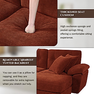 Nolohoo U Shaped Sectional Sofa Couch,114" Comfy L Shape Sofa with Chaise Lounge Ottoman, Modern Upholstered Chenille 4 Seat Modular Couch Set for Living Room Office, Orange