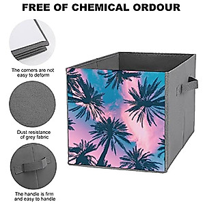Hawaii Plum Trees Foldable Storage Bins Printd Fabric Cube Baskets Boxes with Handles for Clothes Toys, 11x11x11