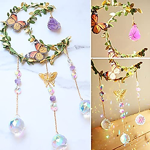 Suncatcher - Amethyst Moon Crystal Sun Catcher Window Hanging, Good Luck Charms Gifts for Women Chrismas Thanksgiving Birthday Crystal