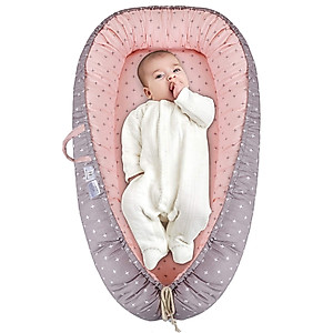 Miracle Baby Lounger Cover Baby Nest Cover Super Soft Breathable Fiberfill Portable Adjustable Newborn Lounger Cover Essential for Newborn Shower Gift (Pink Cross)