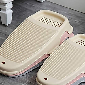 Operitacx Washing Board Antiskid Washboard Plastic Washing Scrubbing Board Thickened Laundry Washboard Household Cleaning Tool for Washing Clothes Home Laundry Khaki Hand Underwear Washboard