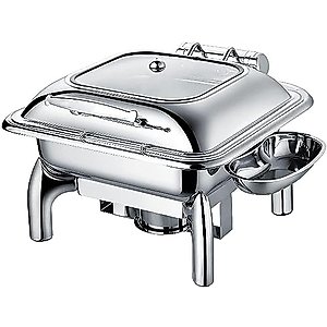 6 L Chafing Dish Set, Stainless Steel Buffet Server Warming Tray with Water Pan & Fuel Holders, for Restaurant Catering Parties Weddings Picnics Food Warmer (Color : Silver)