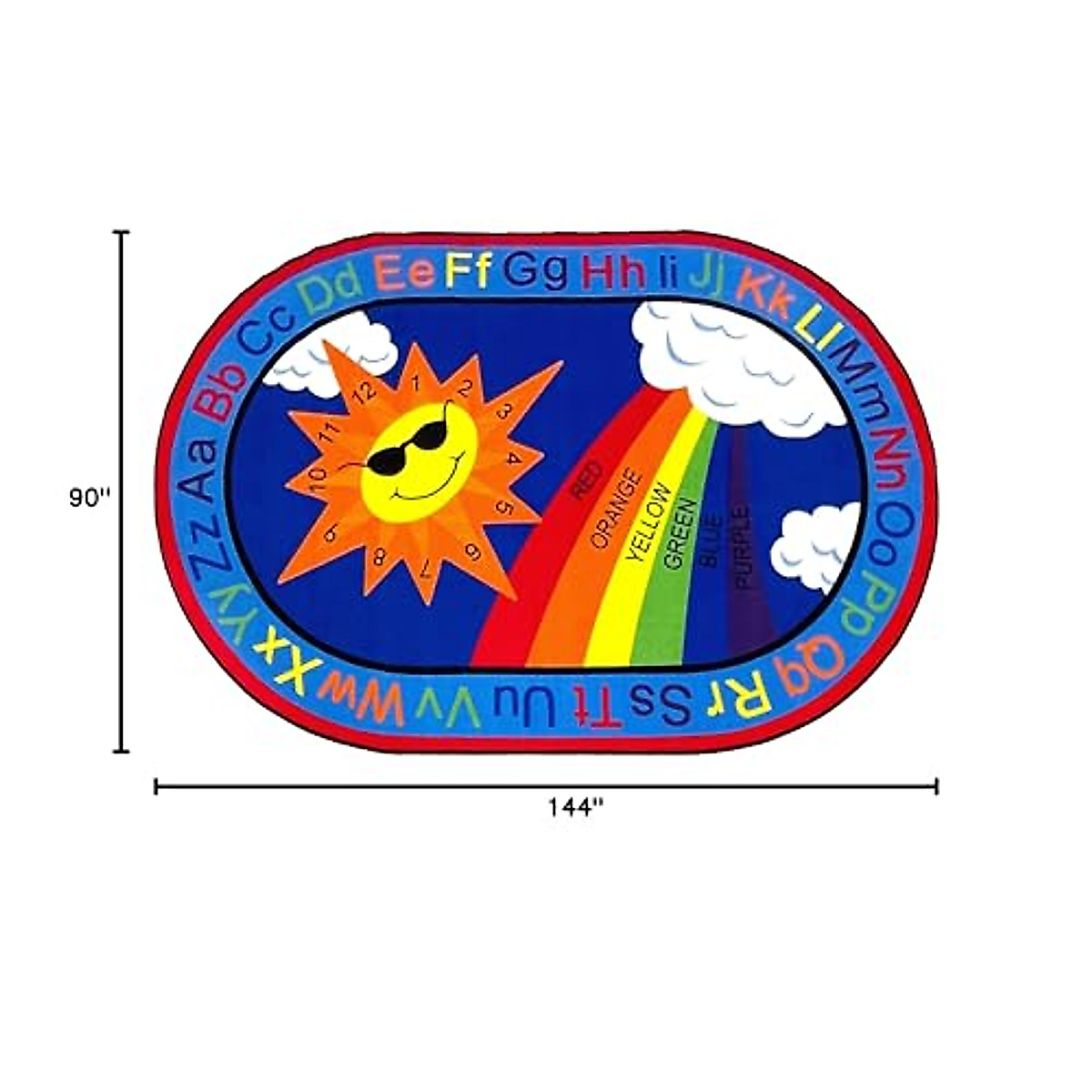 KidCarpet.com Sky's The Limit Classroom Rug 7'6" x 12' Oval Kid Educational Learning Rug for School Classroom, Kids Play Rug for Learning Numbers, Colors & Alphabets Area Rug for Kids