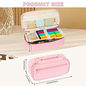 Betarami Pink Pencil Case with Handle, Portable Stationery Case, Pencil Pouch, Large Pencil Case for Home, School &Office