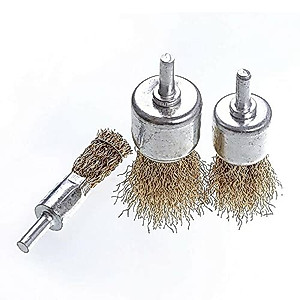 Mixiflor 18 Pack Wire End Brush Set, Wire Brush for Drill ,6 Sizes 0.012" Brass Coated Crimped Wire Wheel for Drill 1/4 Inch Shank, for Drill Attachment