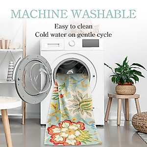 Lahome Collection Modern Floral Area Rug - 3'x5' Washable Rug Non-Slip Colorful Vintage Accent Distressed Throw Rugs Floor Carpet for Living Room Bedrooms Decor (3’X 5’, Paisley)