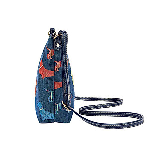 Signare Tapestry Small Crossbody Bag Sling Bag for Women in Dachshund Design (SLING-DACH)
