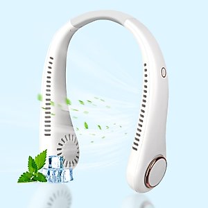 Coastacloud Portable Neck Fan, Rechargeable Turbo Bladeless Fan, 3 Speeds Adjustment 360° Cooling Airflow, Hands Free Wearable Personal Fans for Outdoor Travel Office
