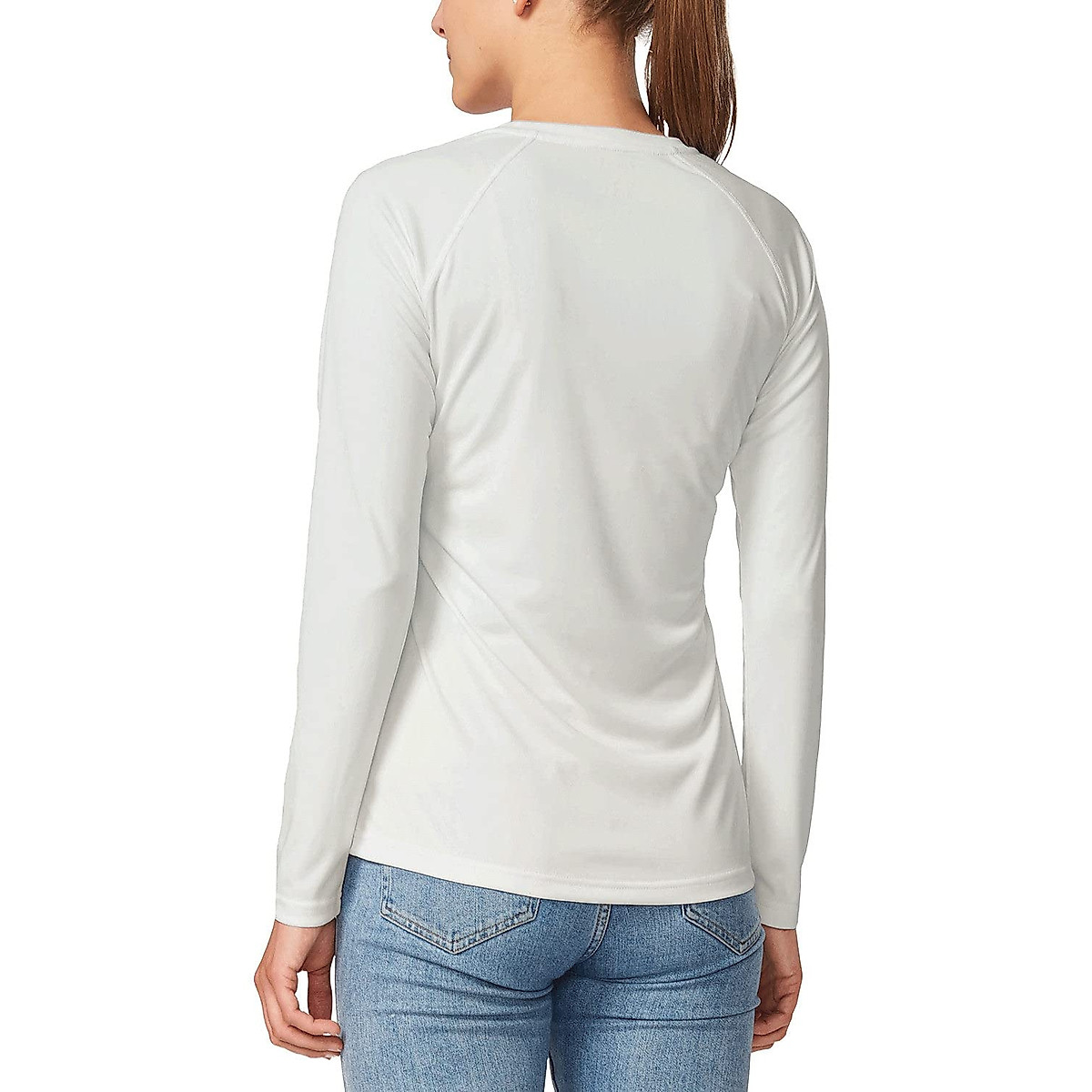 BALEAF Women's UPF 50+ Sun Shirts Long Sleeve UV Protection Rash Guard Lightweight Quick Dry SPF Hiking Tops Outdoor Clothing White Size L