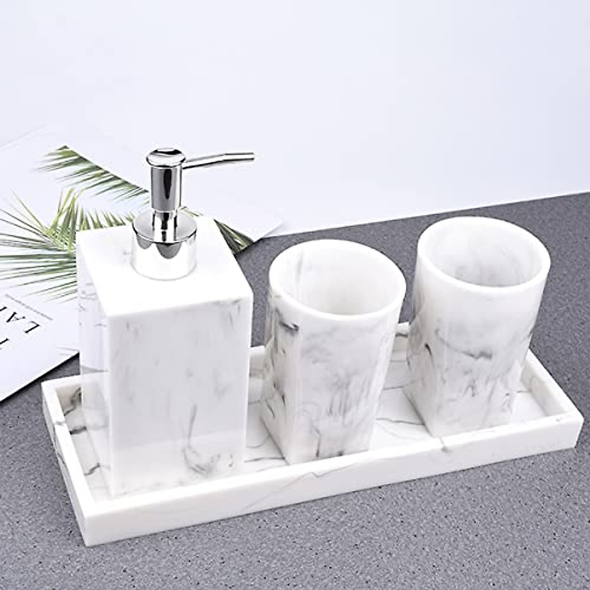 Cabilock 1 Set Bathroom Four Piece Set Dresser Tray White Ceramic Countertop Soap Dispenser Tray Soap Dispenser Organizer Sink Soap Dispenser Holder Soap Liquid Dispenser Nordic Toiletries