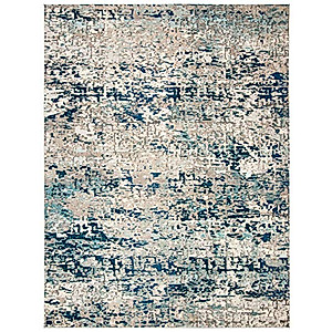 SAFAVIEH Madison Collection 8' x 10' Grey/Blue MAD460K Modern Abstract Non-Shedding Living Room Bedroom Dining Home Office Area Rug