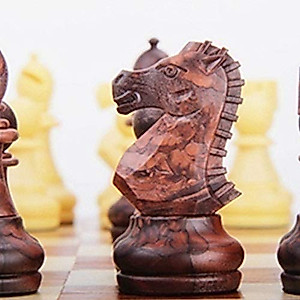 Chess Set Magnetic Board Tournament Travel Portable Chess Set New Chess Folded Board International Magnetic Chess Set Playing Gift Chess Game Board Set (Color : Brown)