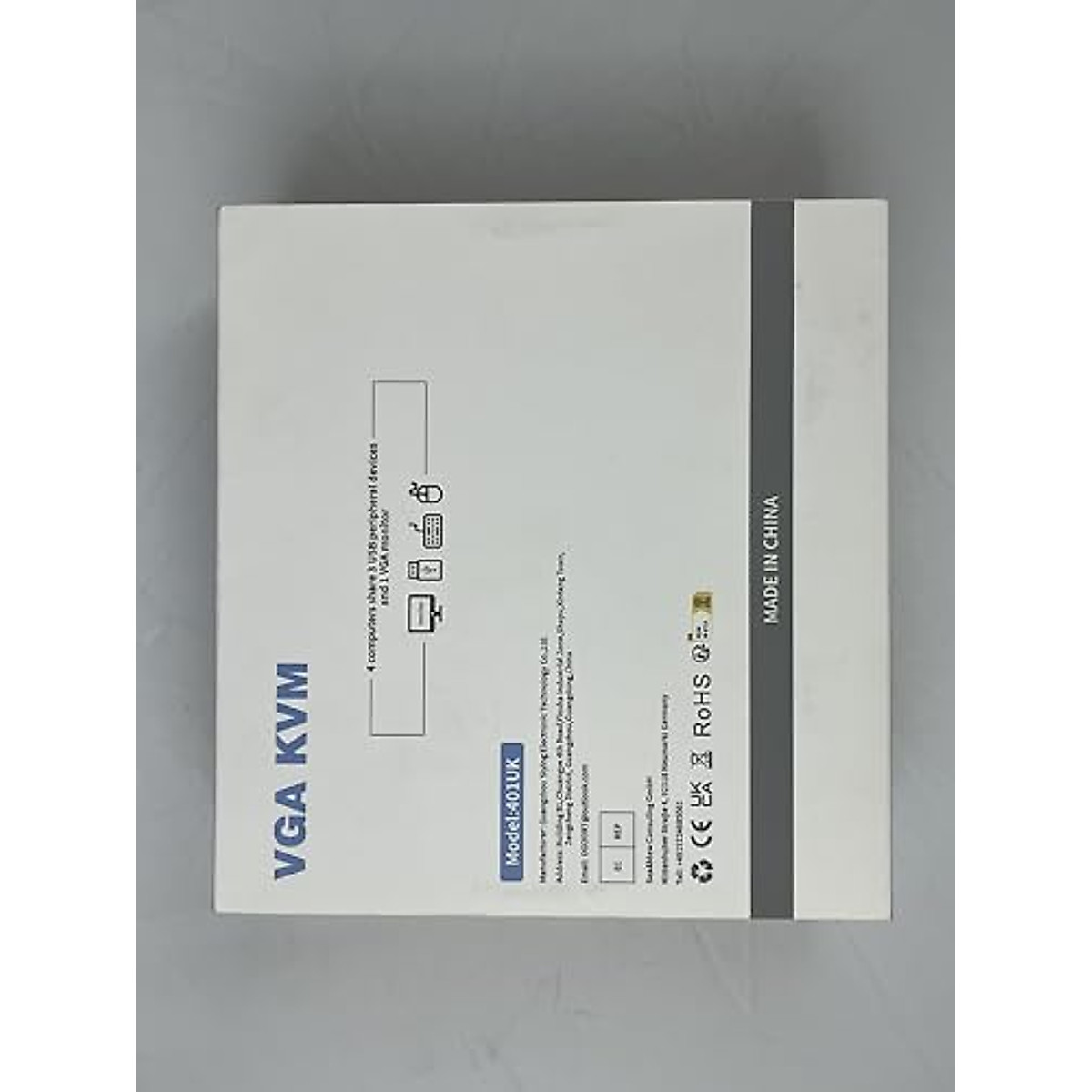 VGA KVM Switch 4 Port, USB VGA KVM Switcher for 4 Computers Share 1 Monitor 3 USB Devices Keyboard Mouse Scanner Printer, Including 4 KVM Cables & Desktop Control