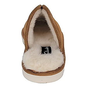 Clarks Mens Open Back Suede Leather Slipper - Plush Faux Fur Lining - Indoor Outdoor House Slippers For Men (13 M US, TAN)