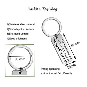 Detailed The Mountains are Calling and I Must Go Keychain Mountain Hiking Outdoor Adventure Travel Gift (keychain)