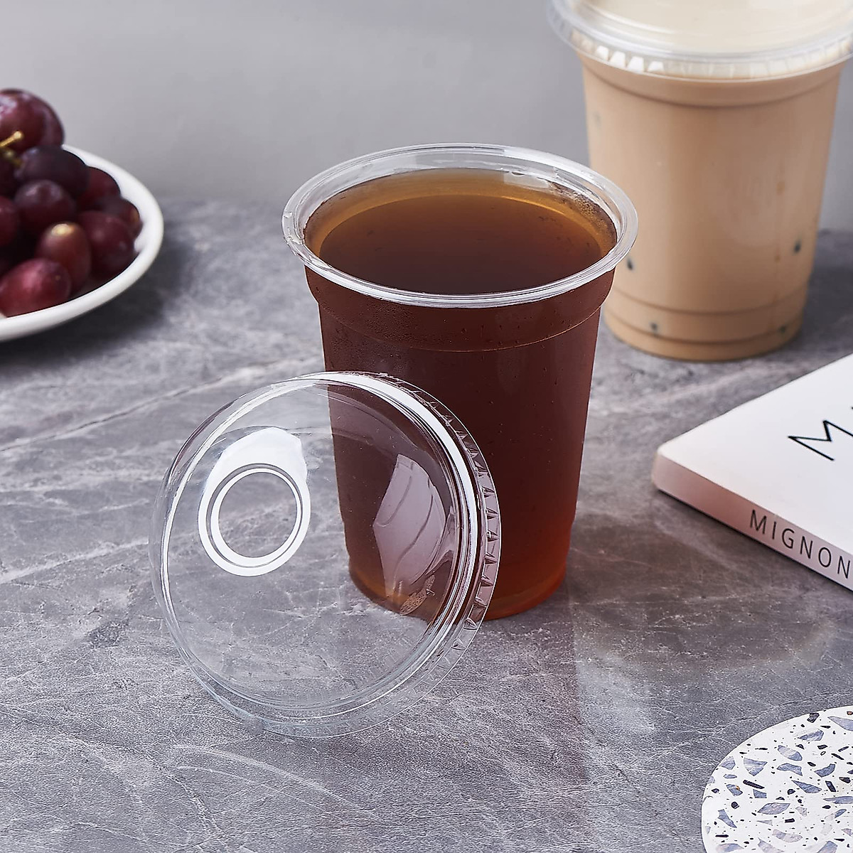 CIAO! PET Dome Lid with Straw Hole, Designed and Fit for 9OZ/12OZ CIAO! Brand PET Cold Drink Cups Only, 92mm (Case of 1,000)