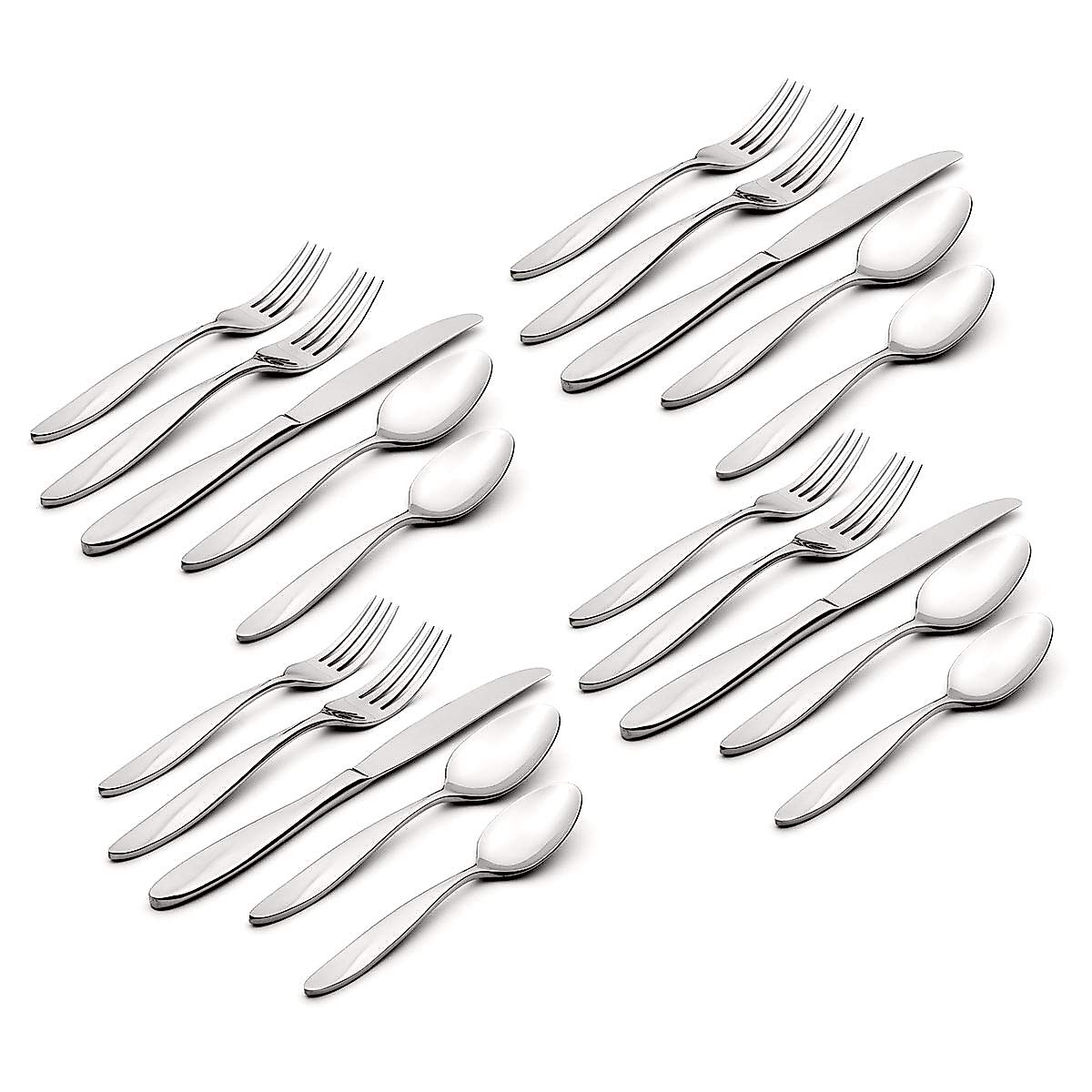 Oneida Tonya 20 Piece Everyday Flatware Set, Service for 4, 18/0 Stainless Steel, silverware set
