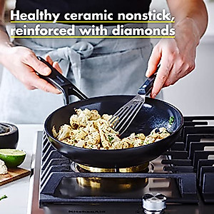 GreenPan SmartShape Healthy Ceramic Nonstick, 9.5" Frying Pan Skillet, PFAS-Free, Dishwasher Safe, Black