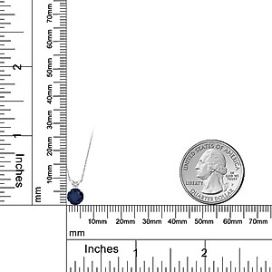 Gem Stone King 14K White Gold Blue Sapphire Pendant Necklace For Women (1.00 Ct Round 6MM, Gemstone Birthstone with 18 Inch Chain)