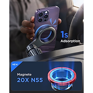 JOYROOM Fits for MagSafe Car Mount, [20 Strong Magnets] Magnetic Car Phone Holder Mount, [Easily Install&Never Blocking Vent] Magnetic Phone Mount for Car for iPhone 15 Pro Plus 14 13 12 MagSafe Case