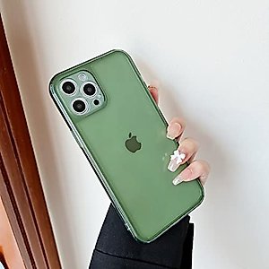 ZTOFERA Case for iPhone 12 Pro Max 6.7 inch,Clear Soft Silicone Bumper Protective Retro Color Transparent Shockproof Phone Case - Green