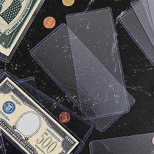 Bill Clear Holders Currency PVC Holder Transparent Bill Sleeves Currency Bill Display Holder for Regular Bills Protector Case Supplies, 6.9 x 2.95 Inch (10)