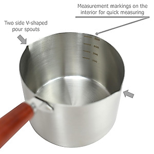 EIKS Stainless Steel Double Boiler Pot Warmer Pan with Heat Resistant Handle for Melting Chocolate Butter Candle & Warming Coffee Milk Tea, Capacity 16oz / 500ml