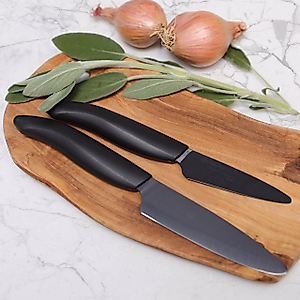 Kyocera Advanced Ceramic Revolution Series 5-inch Slicing Knife, Black Handle, Black Blade