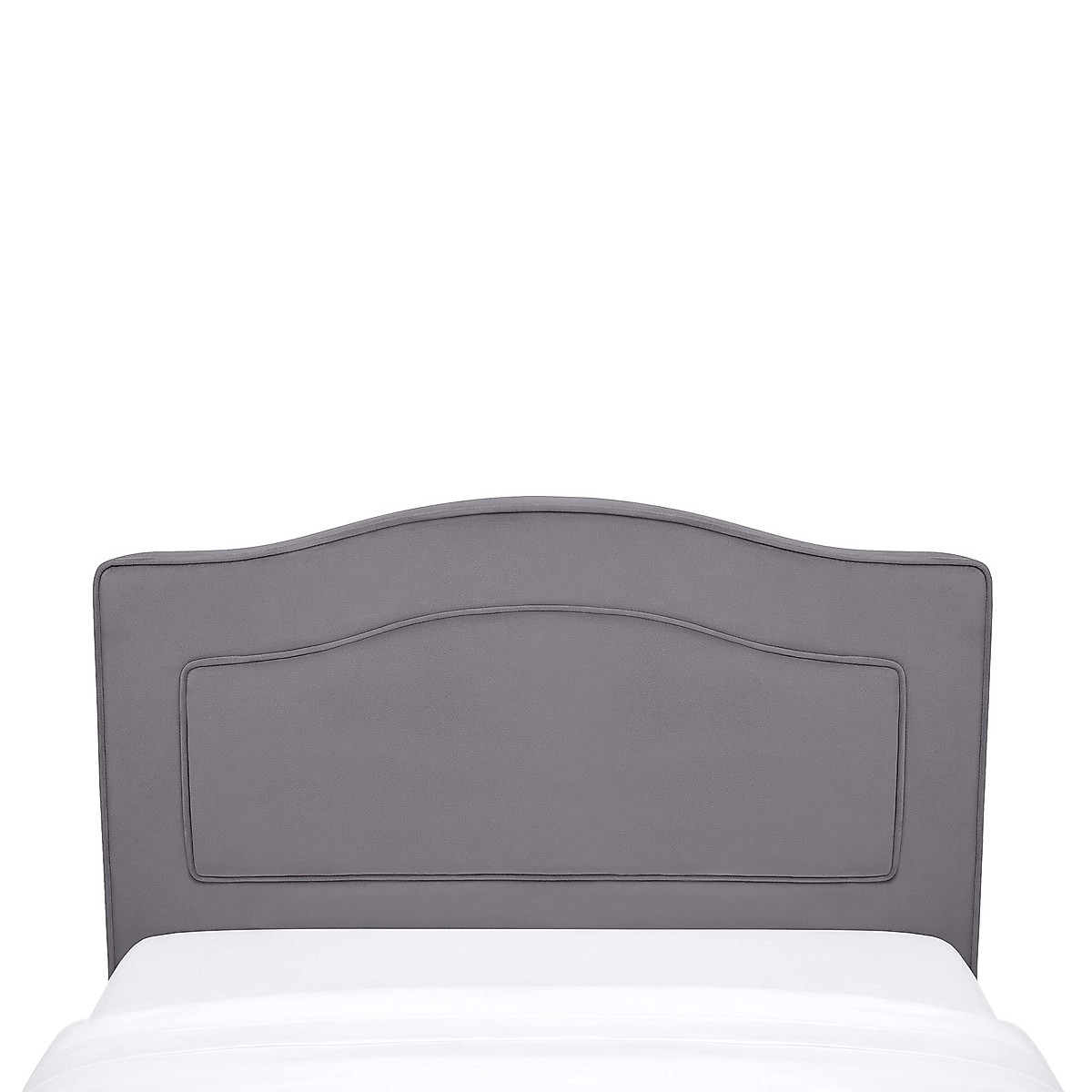 Delta Children Upholstered Twin Bed, Grey Snooze 6 inch Memory Foam Twin Mattress (Bundle)