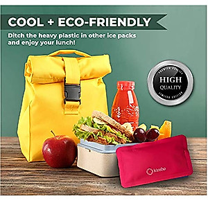 Soft Ice Packs for Lunch Box, Bags, Bento Boxes, 4 Pack, Slim Reusable and Refreezable Pouches for Kids Girls Adults, Travel, School, Work, or Camping, Long Lasting Cold, Flexible | Pink Purple