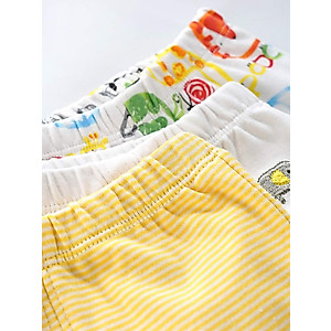 Teach Leanbh Newborn Baby 3 Pack Footed Pants Cotton Embroidery Pringting Casual Leggings 0-12 Months (6-12 Months, Giraffe)