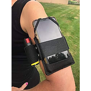Pepper Spray Holster, Armband Holds Pepper Spray and Cell Phone (Medium to Large arm, 16 inch Adjustable Length)