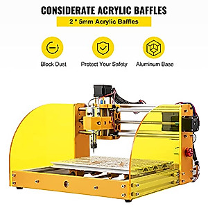 VEVOR CNC Router Machine, 3018-PRO w/GRBL Offline Control, Limit Switches & Emergency-Stop, PCB PVC Wood leather Engraving Machine, Dustproof Safe Acrylic Baffle, XYZ Working Area 300 x 180 x 45mm