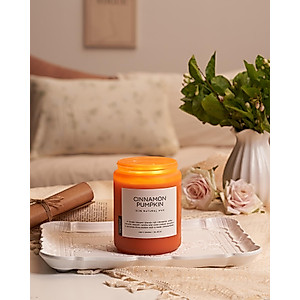 M&SENSE Cinnamon Pumpkin Scented Fall Candles, Double Wick Large Soy Natural Candles 19.4oz 110 Hours Long Lasting Slow Burning, Halloween Autumn Candle Gift Home Decor MSS603L07