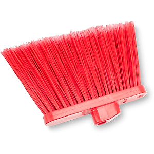 SPARTA 41082EC05 Plastic Color Coded Broom, Flagged Bristles, Long Broom With Angled Head For Large Debris, 56 Inches, Red