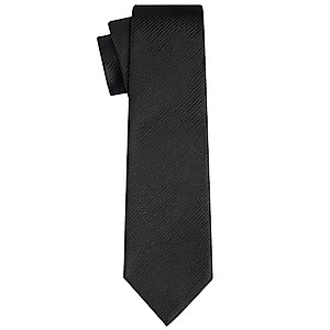 KissTies Mens Jet Black Tie Striped Business Necktie + Gift Box