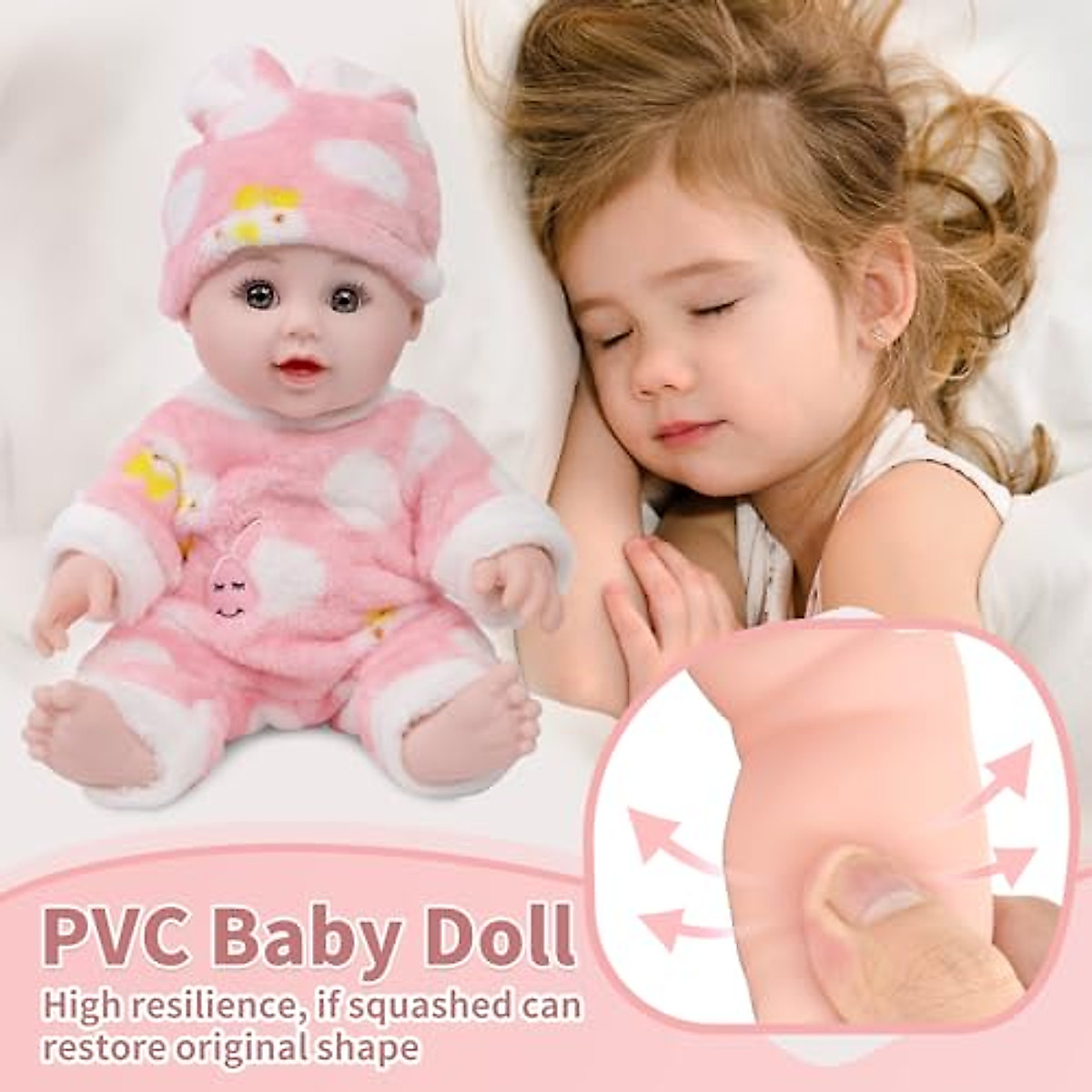 TUSALMO 12 Inch Baby Doll with Accessories Set,Soft Baby Dolls for 3+ Year Old Girls boy,Baby Toys for Birthday Gift