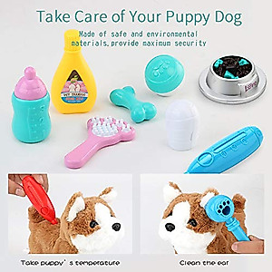 15PCS Electronic Vet Set for Kids,Walk and Bark Little Dog Pretend Play Doctor Playset Pet Care Role Play Early Educational Toys for Boys Grils Toddler