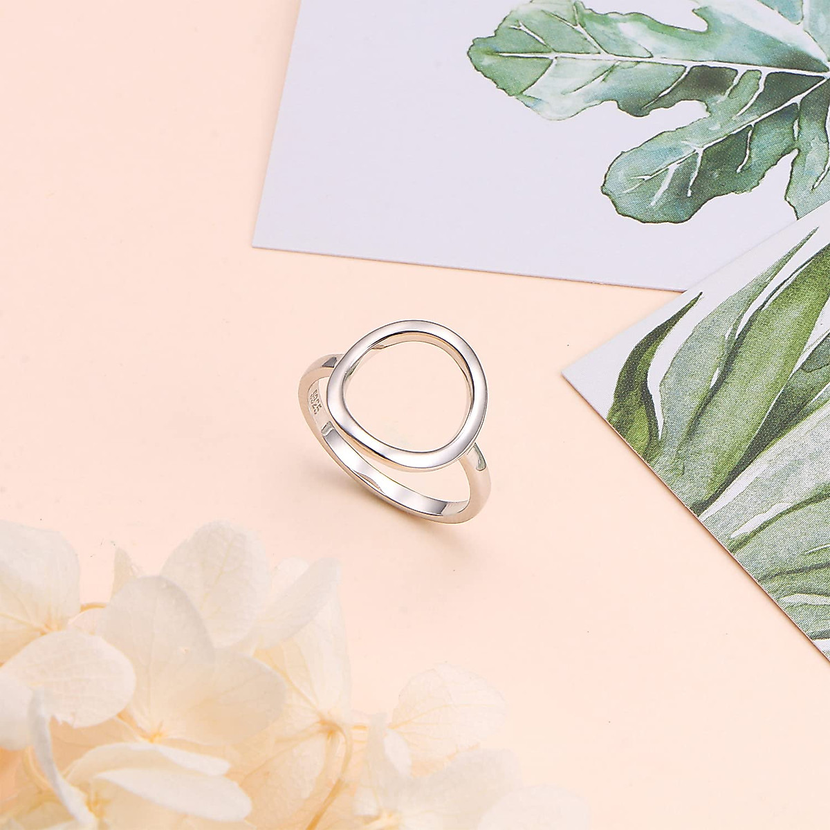 DAOCHONG Sterling Silver Classical Simple Plain Ring Open Circle Karma Statement Promise Ring Karma Ring for Women Size 7