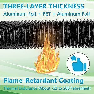 Funmit Dryer Vent Hose Kit - 4 In Diameter by 10 Ft Length - with 2 Stainless Steel Worm Clamp - Flexible Universal Aluminum Foil Non-Insulated - Silver
