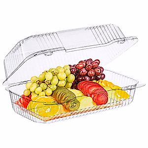 9 x 5 Dessert cake roll container Clear Hinged Lid disposable 9 x 5 great for Loaf Deep Cookies plastic containers disposable donut sandwich clamshell containers for food Takeout Trays (Pack of 25)